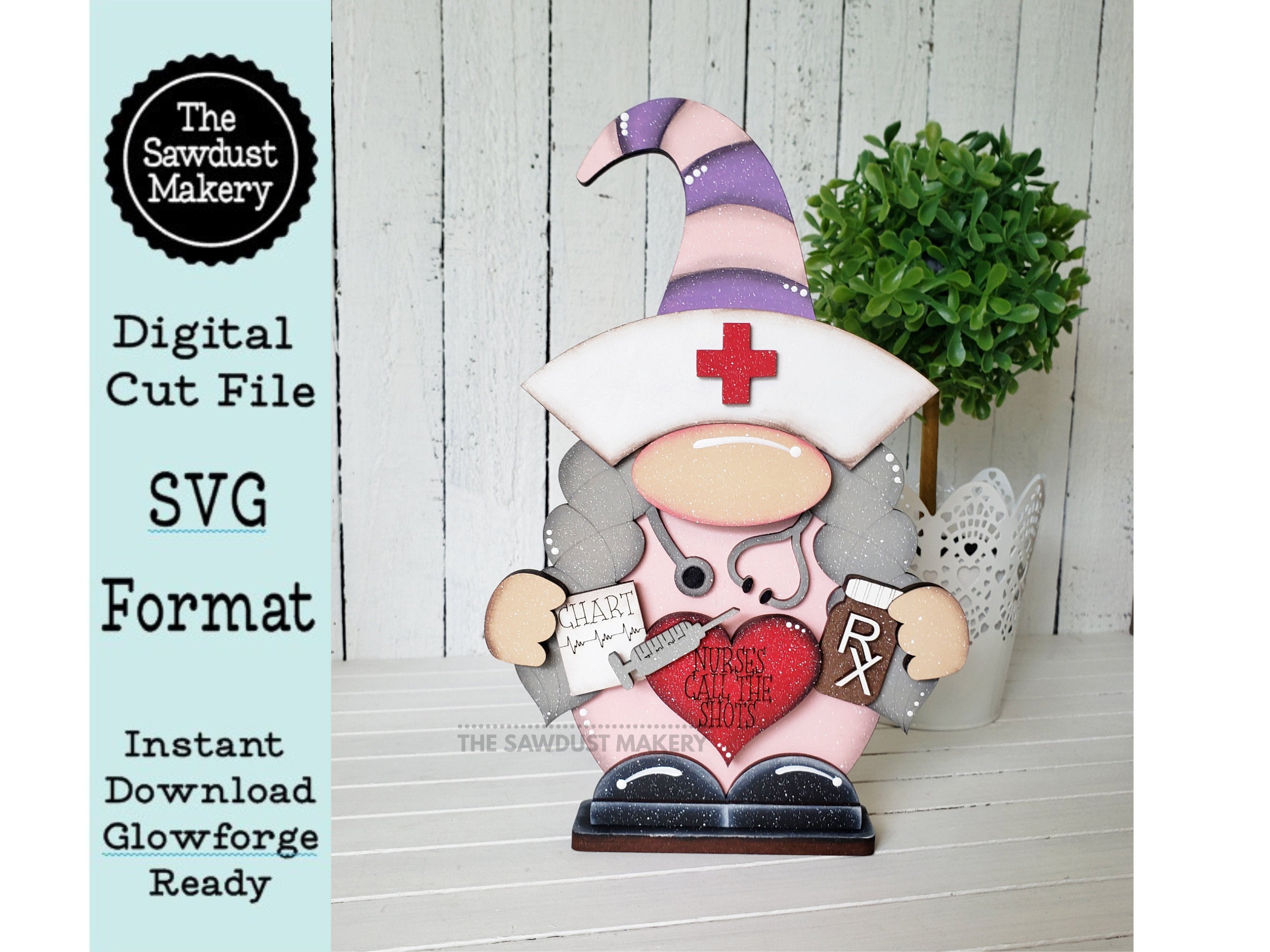 Nurse Gnome SVG File | Laser Cut File | Standing Girl Nurse Gnome SVG ...
