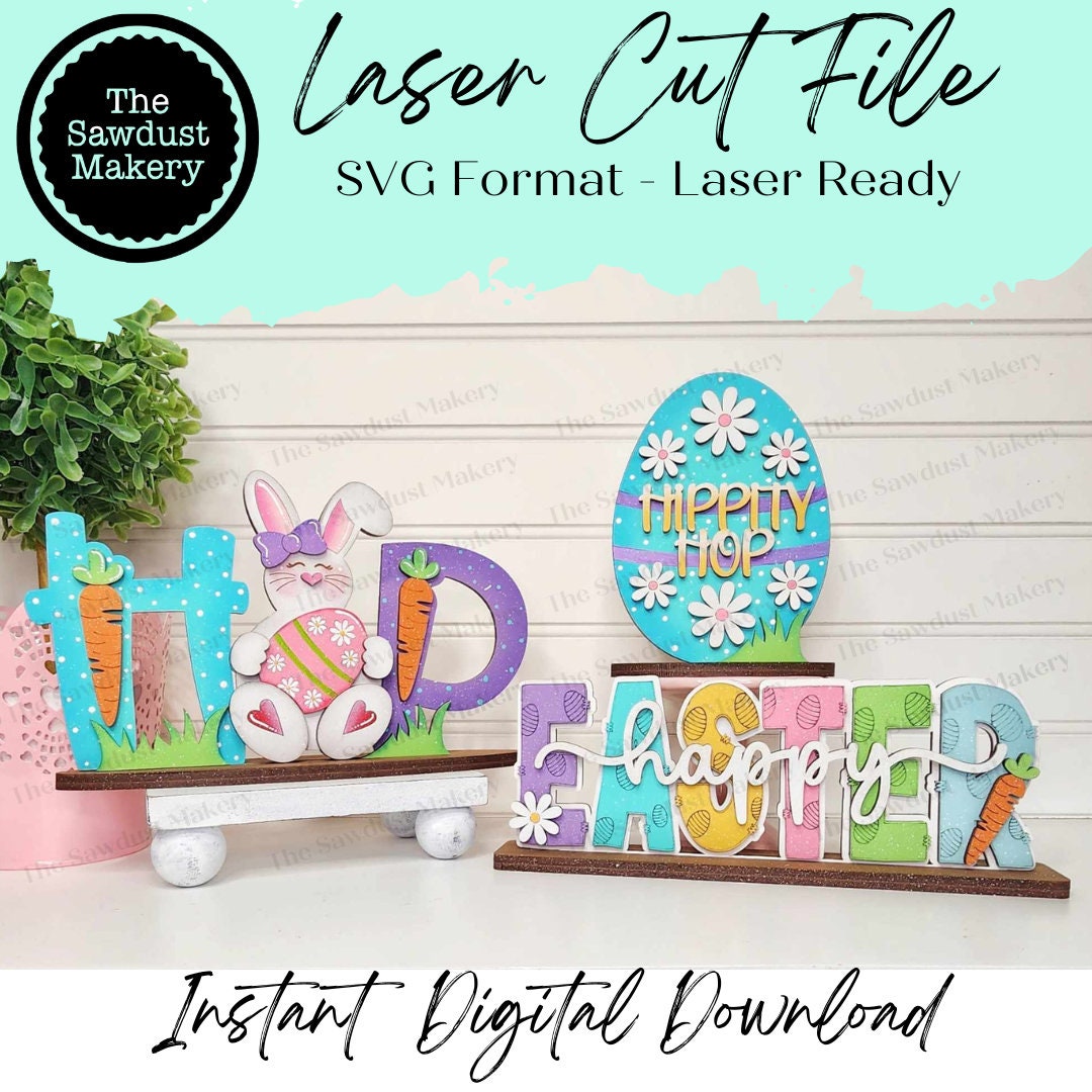 Easter Trio Standing Shelf Sitter SVG | Laser Cut File | Glowforge | E ...