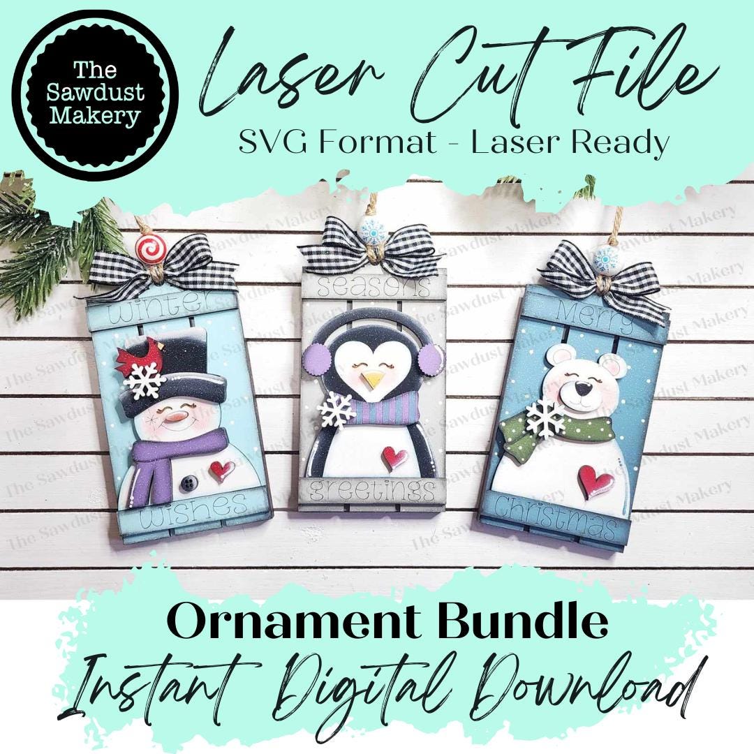 Winter Friends Pallet Christmas Ornament Bundle SVG File | Laser Cut F ...