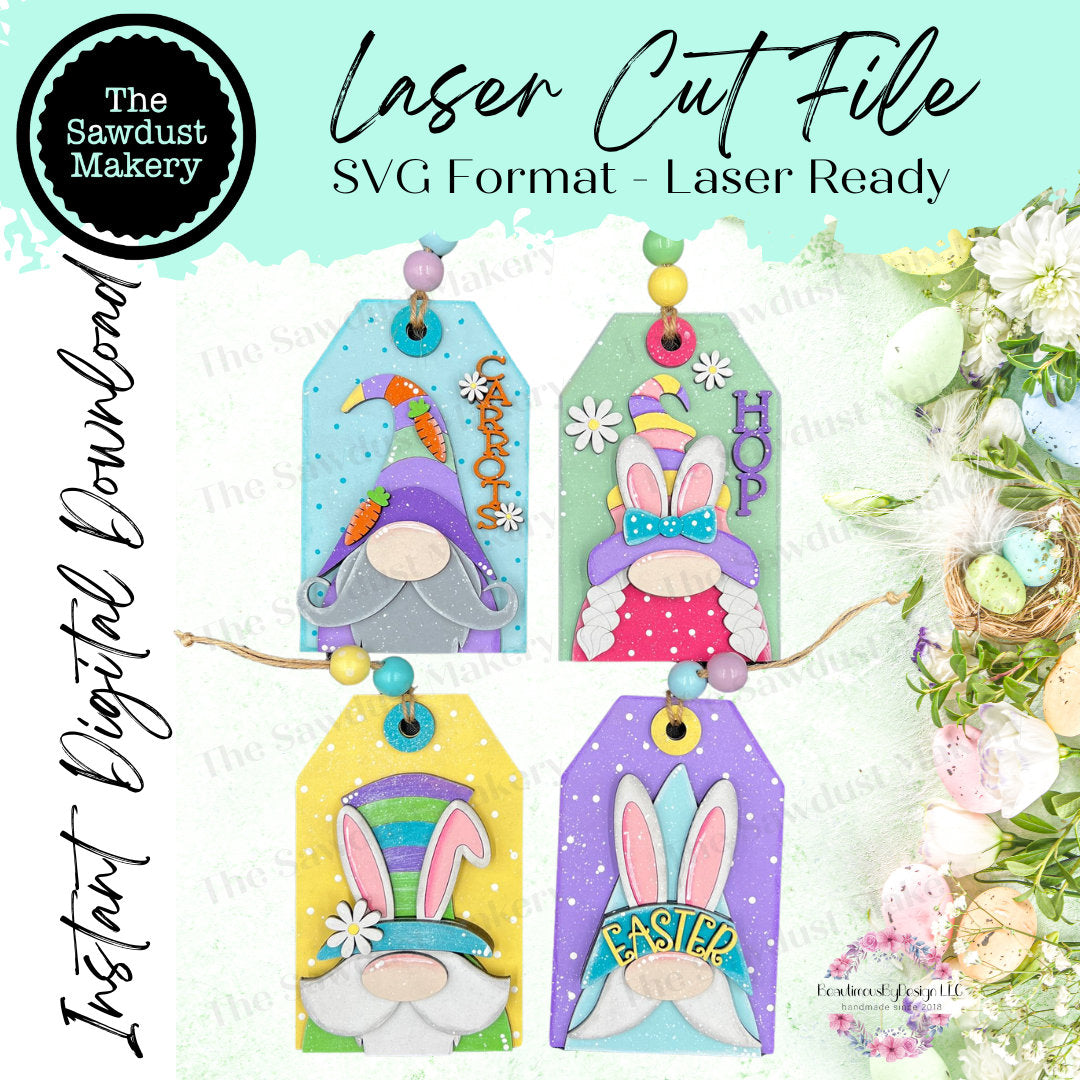 Easter Gnome Tags SVG File | Laser Cut File | Easter Basket SVG | Gnom ...