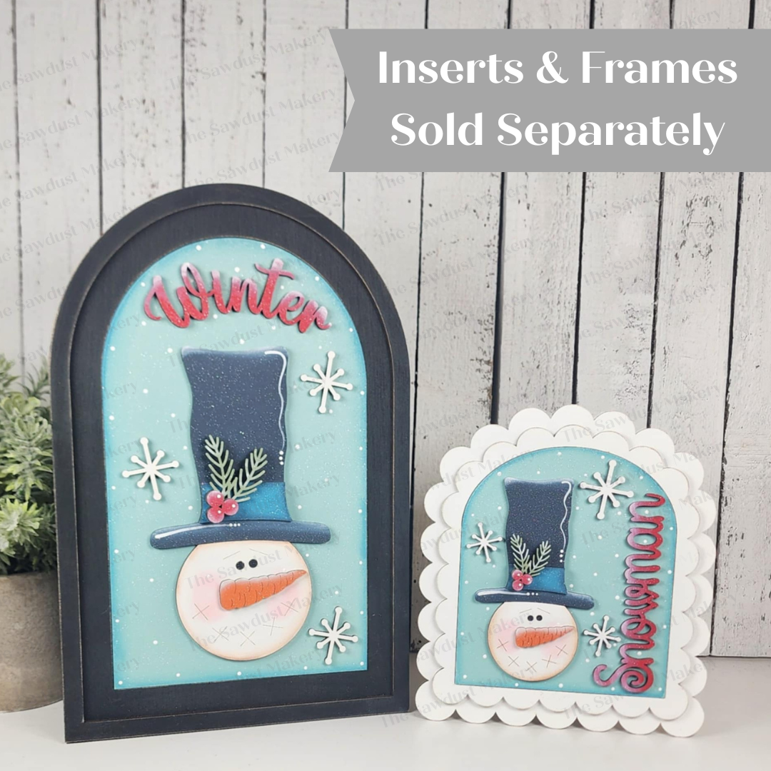 Interchangeable Large & Small Arched Boho Sign Insert | Prim Snowman W ...