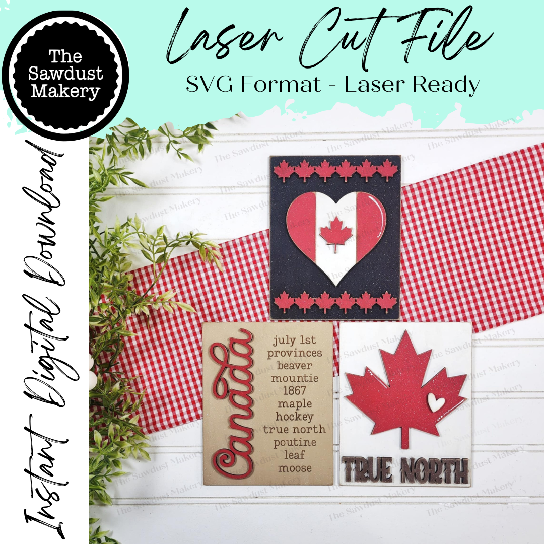 Canada Day Sign Trio Bundle Laser Cut File | Interchangeable Frame | C ...