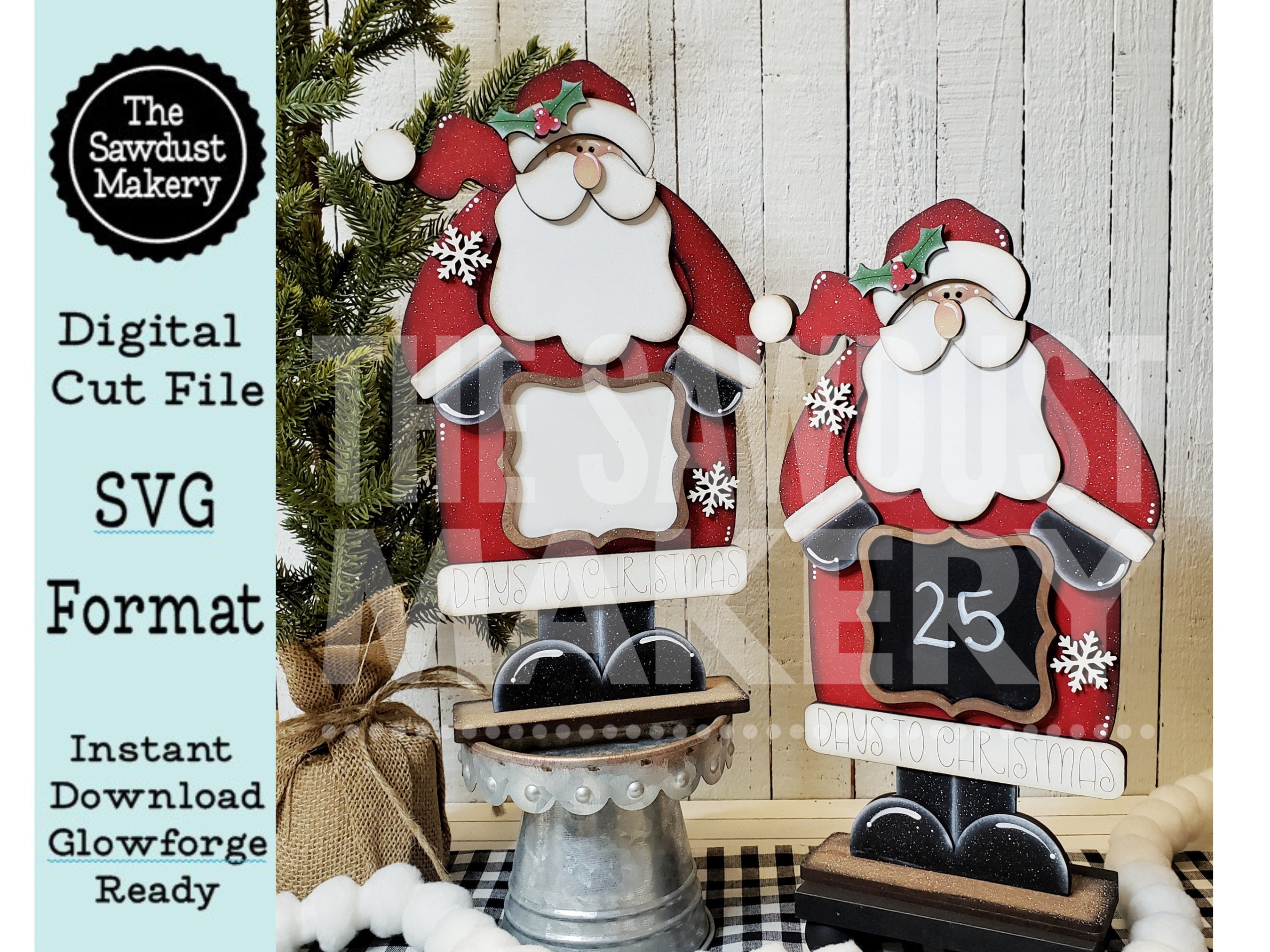 Santa Countdown SVG File | Laser Cut File | Standing Santa SVG File ...