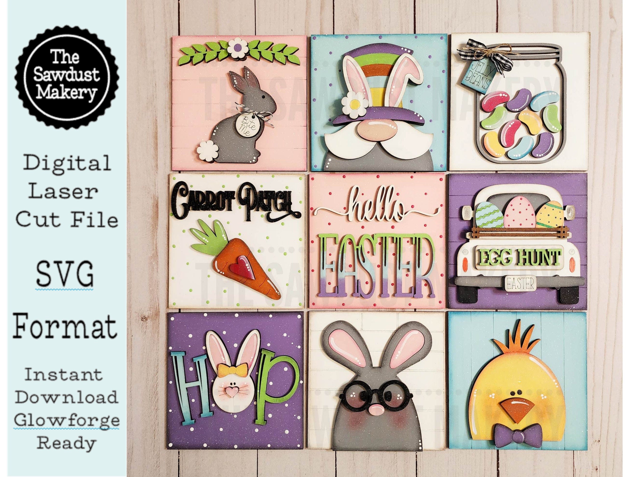 Easter Laser Cut Files | Easter Interchangeable Leaning Sign Bundle Fi ...