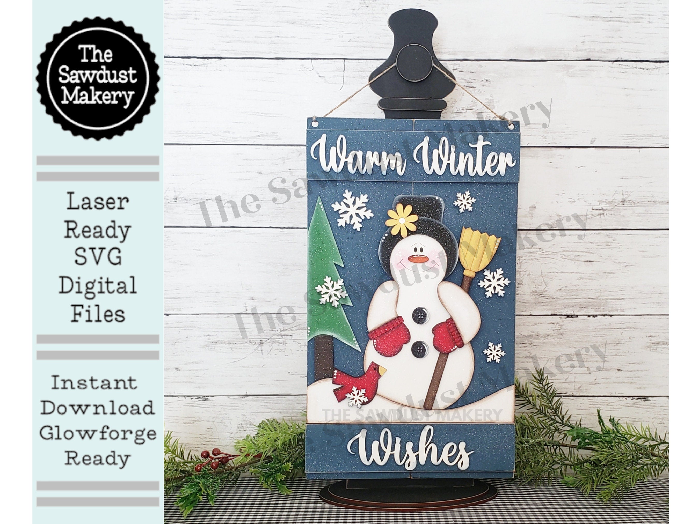 Snowman Pallet Sign Door Hanger SVG File | Laser Cut File | Snowman SV ...