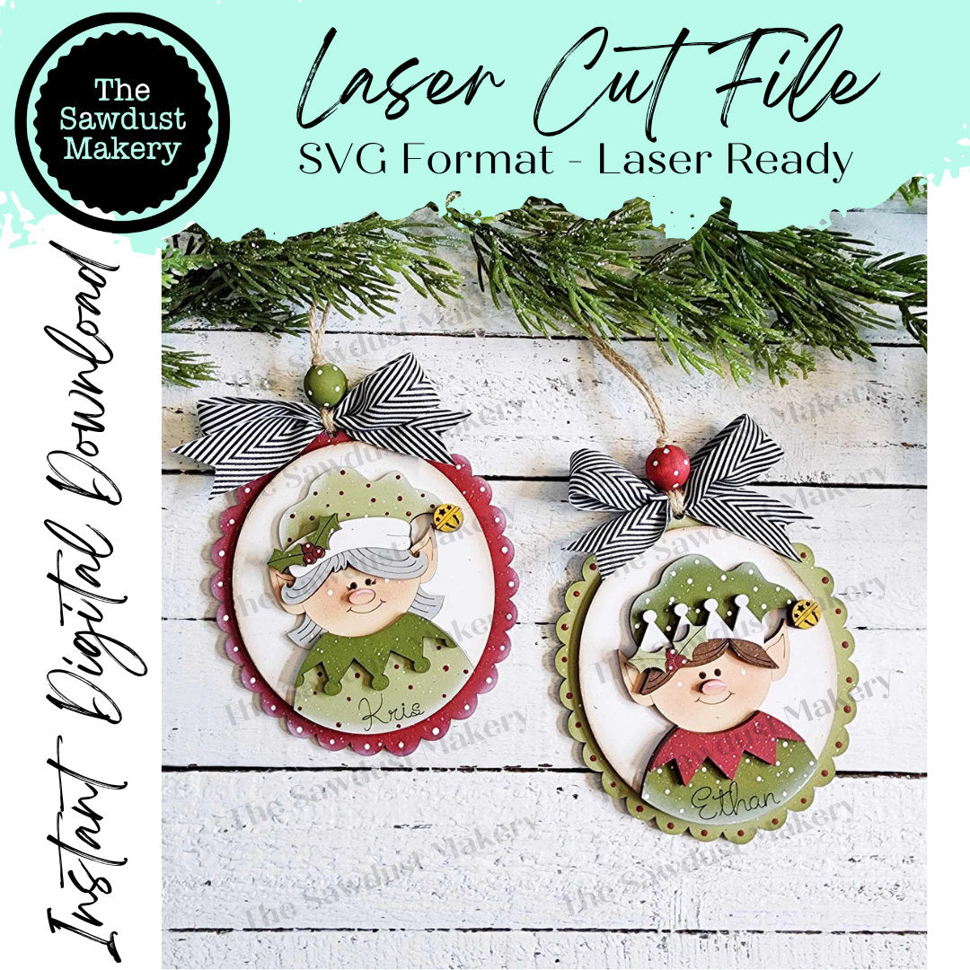 Elf Christmas Ornament SVG File | Laser Cut File | Christmas Ornament ...