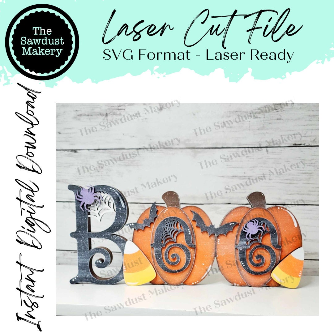 Chunky Boo Halloween Shelf Sitter SVG File | Halloween SVG File | Lase ...