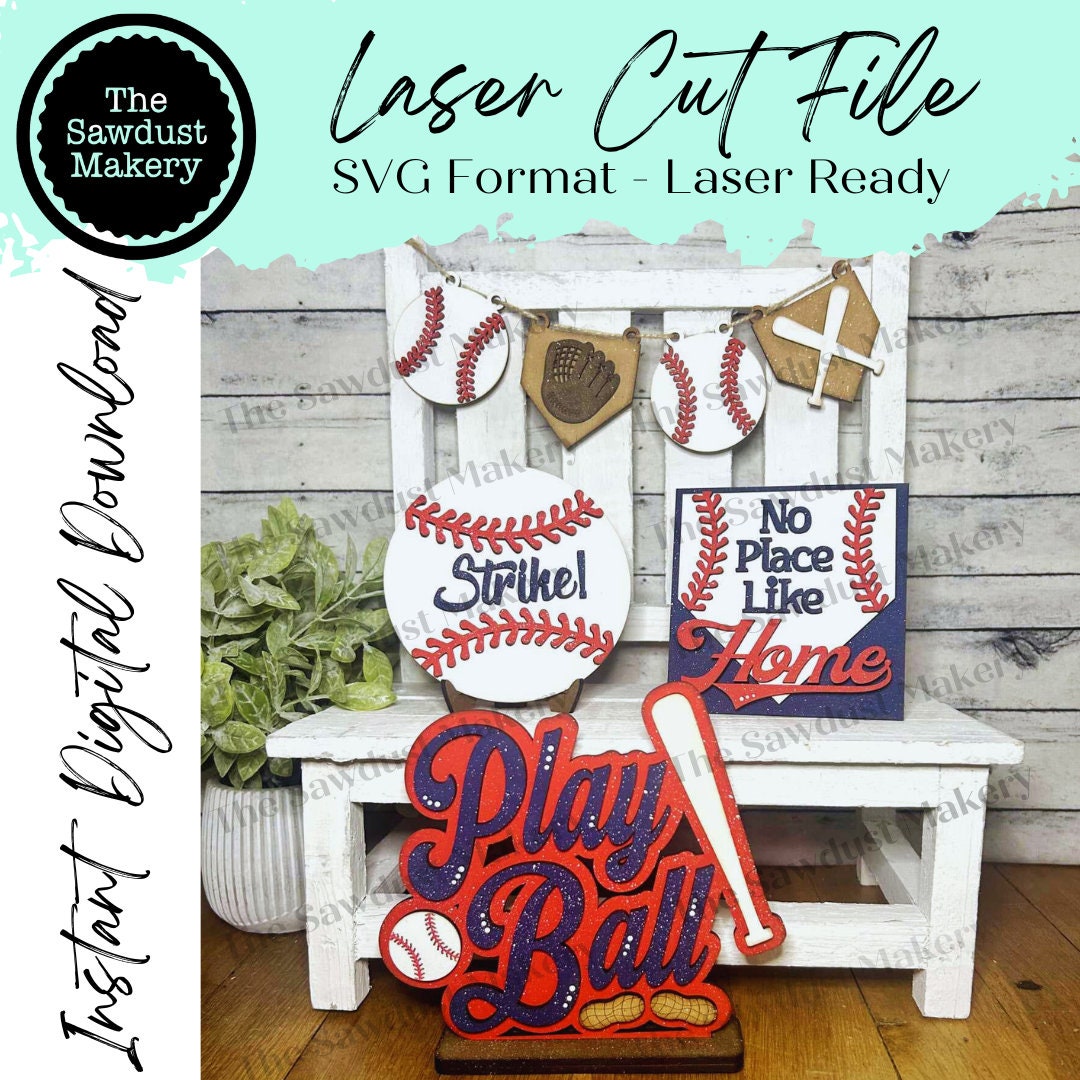 Baseball Tiered Tray SVG File | Laser Cut File | Laser SVG | Baseball ...