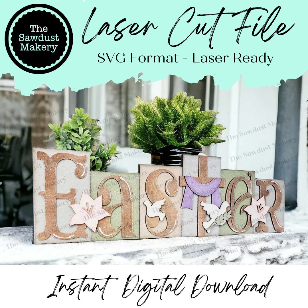 Religious Easter Word Block SVG | Word Block SVG | SVG File | Laser Cu ...