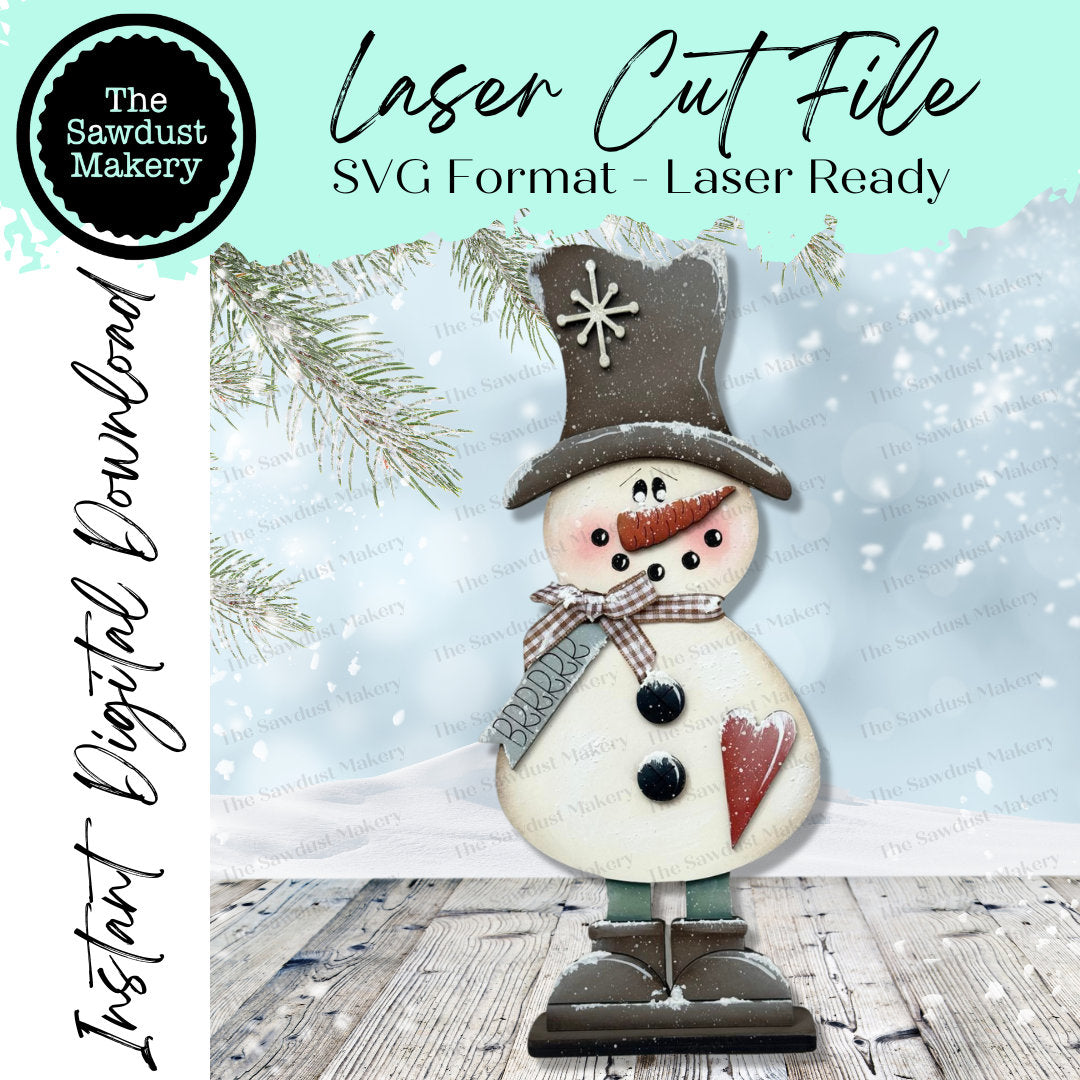 Prim Winter Snowman SVG File | Laser Cut File | Winter SVG File | Snow ...