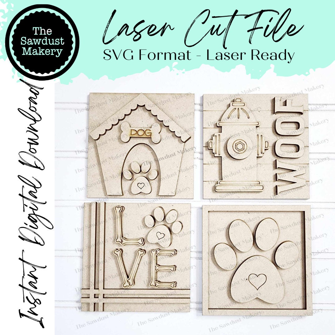 Dog Laser Cut Files | Dog Interchangeable Leaning Sign Bundle File SVG ...