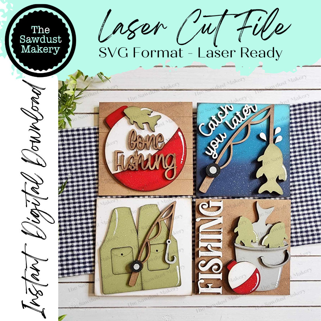 Fishing Sign Bundle Sign Laser SVG File | Laser Cut File | Interchange ...