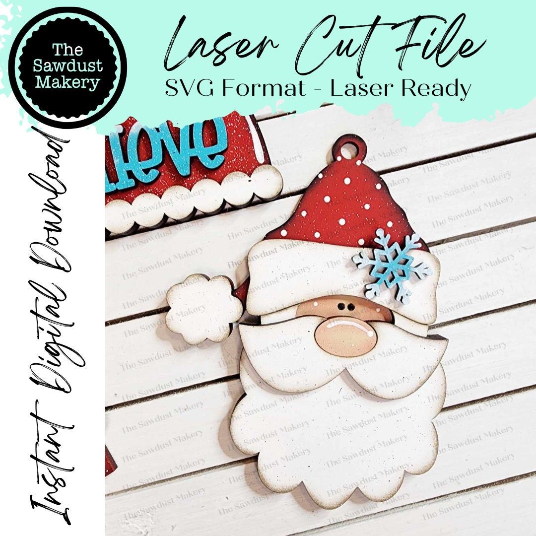 Santa Face Christmas Ornament SVG File | Laser Cut File | Santa Christ ...