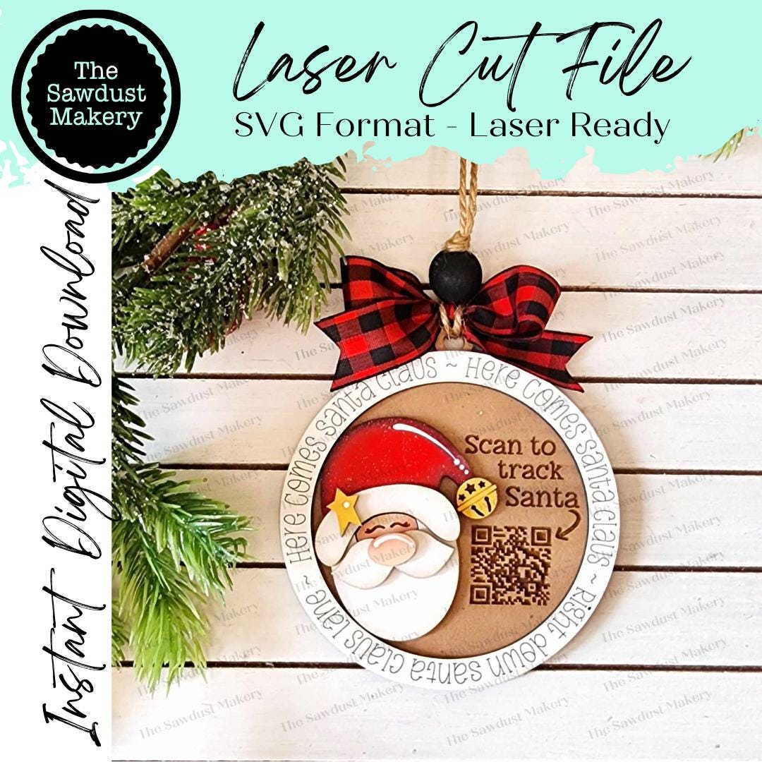 Santa Tracker Christmas Ornament SVG File | Laser Cut File | Santa Chr ...