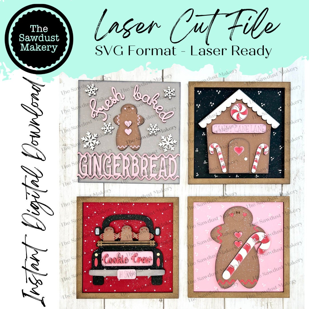6" x 6" Gingerbread Sign Laser SVG File | Laser Cut File | Interchange ...