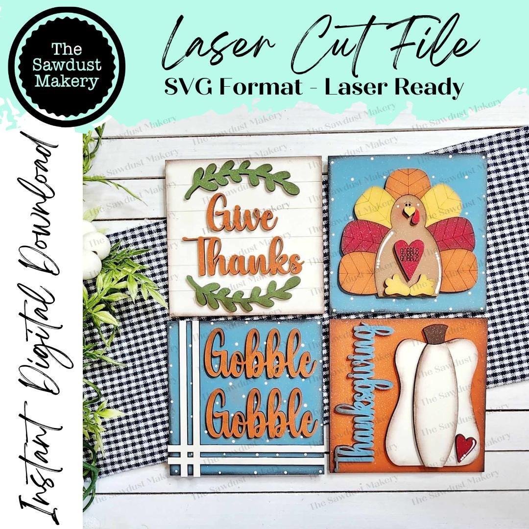 Thanksgiving Sign Laser Cut File | Laser Cut File | Interchangeable Fr ...