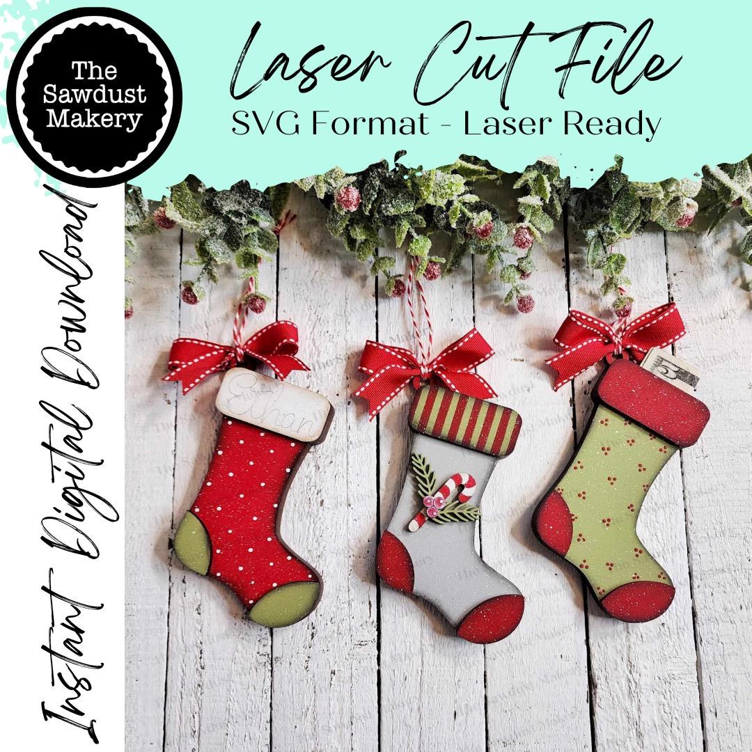 Stocking Christmas Ornament Bundle SVG File | Laser Cut File | Christm ...