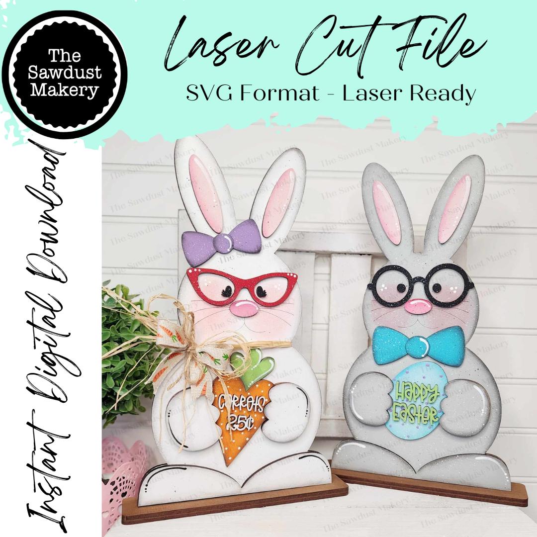 Standing Bunny Couple Shelf Sitters SVG File | Laser Cut File | Easter ...