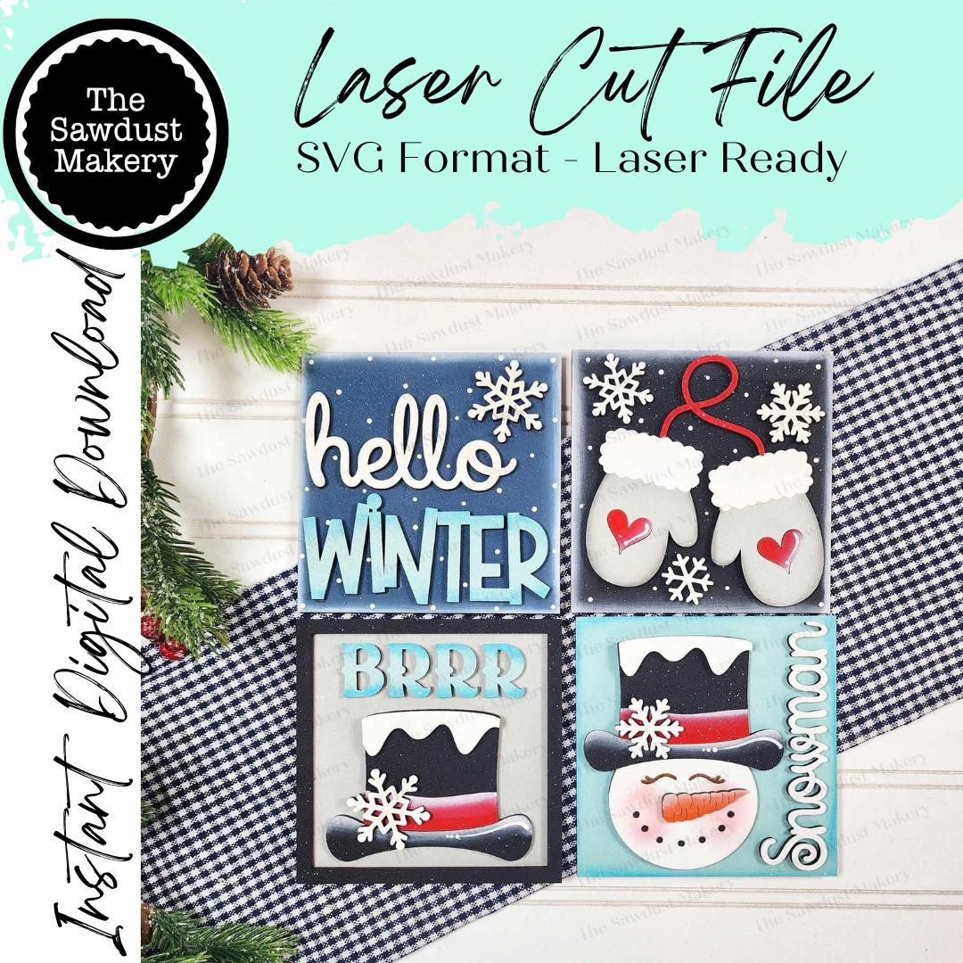 Hello Winter Sign Laser Cut File | Laser Cut File | Interchangeable Fr ...