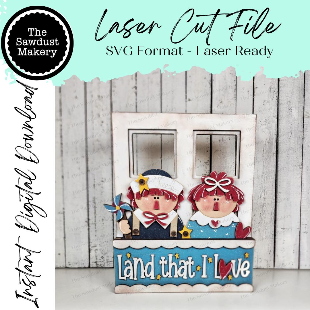 Add-on for Interchangeable Window Box | Prim Raggedy Ann & Andy Box In ...