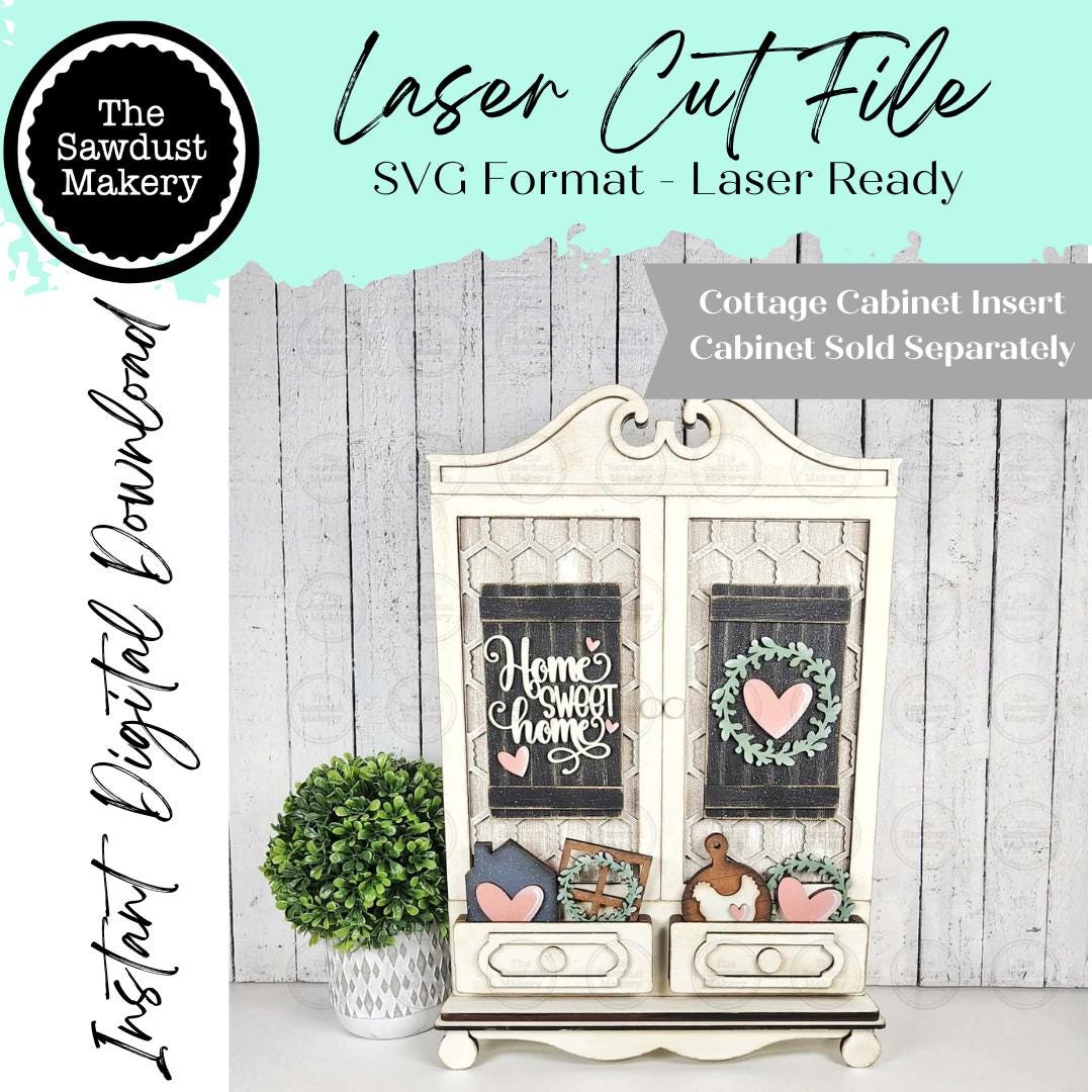 Add-on Home Sweet Home Cottage Cabinet Insert SVG | Laser Cut File | C ...